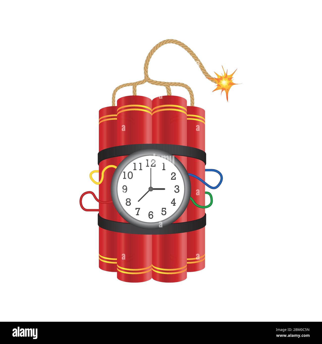 Dynamite with burning fuse vector illustration isolated on white ...