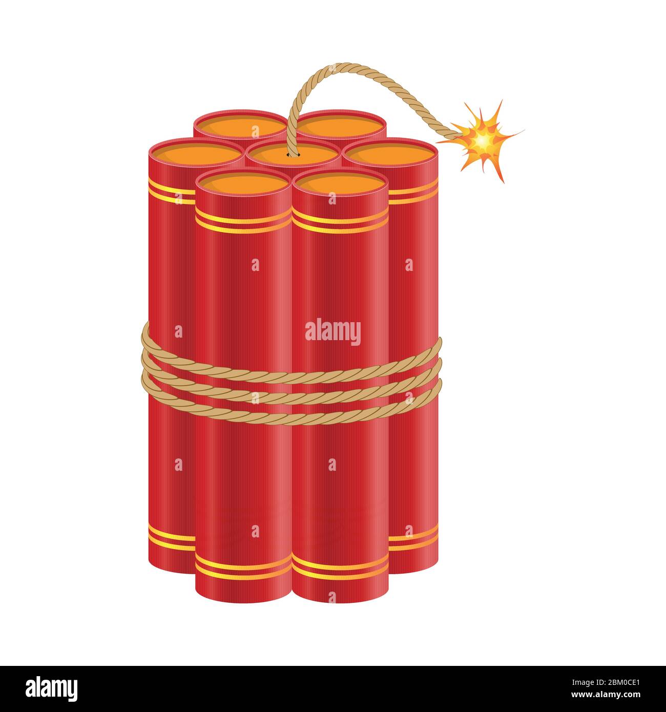 Dynamite with burning fuse vector illustration isolated on white ...