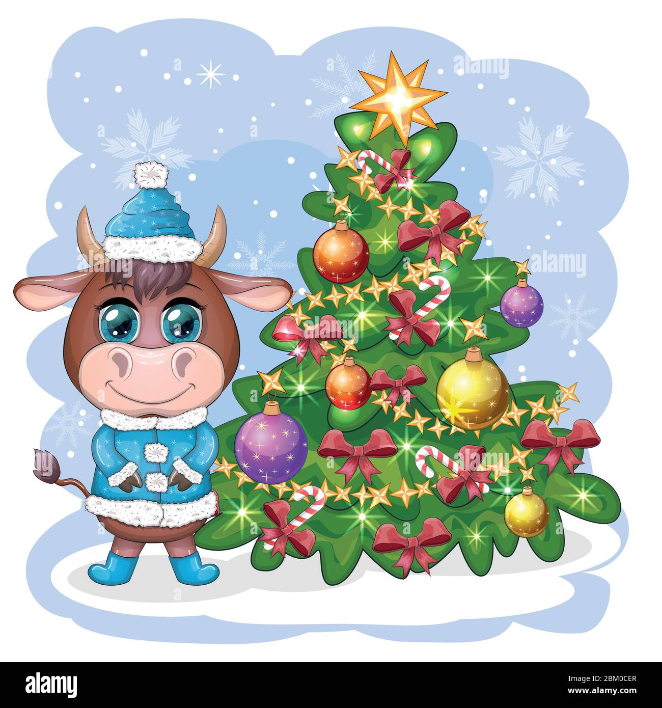 Funny cow in snow Stock Vector Images - Alamy