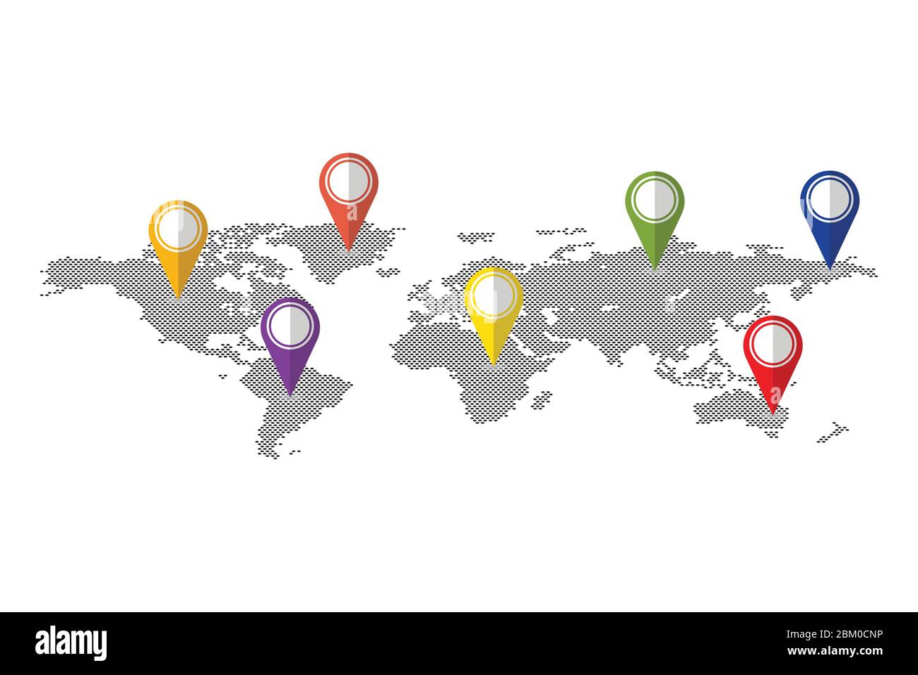 Dots world map with pins vector illustration isolated. Dots that ...