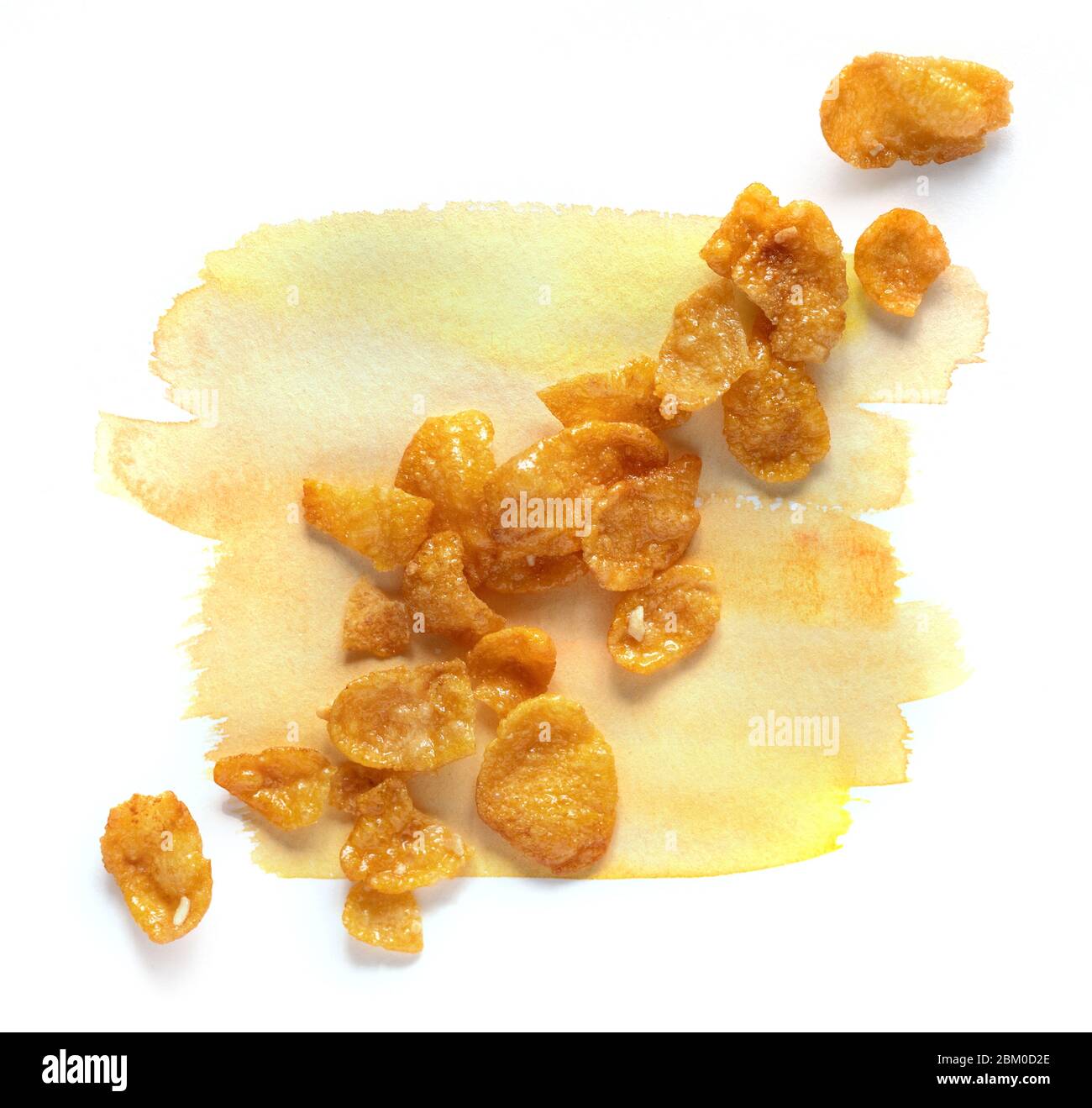 corn flakes on watercolor paint isolated on white background, top view ...