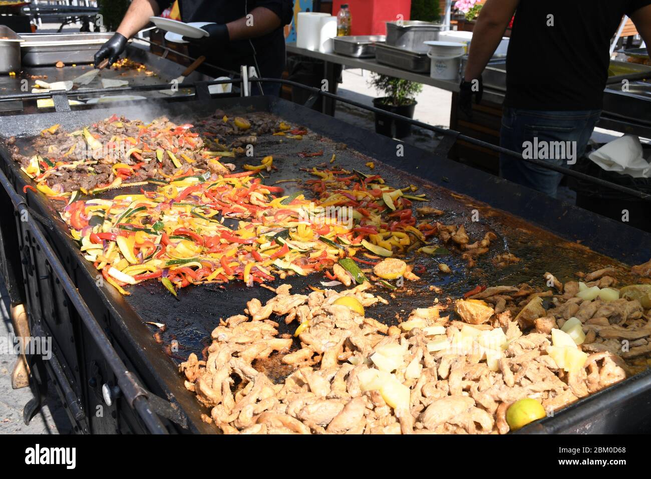 The process of preparing a quesadilla, traditional Mexican dish ...