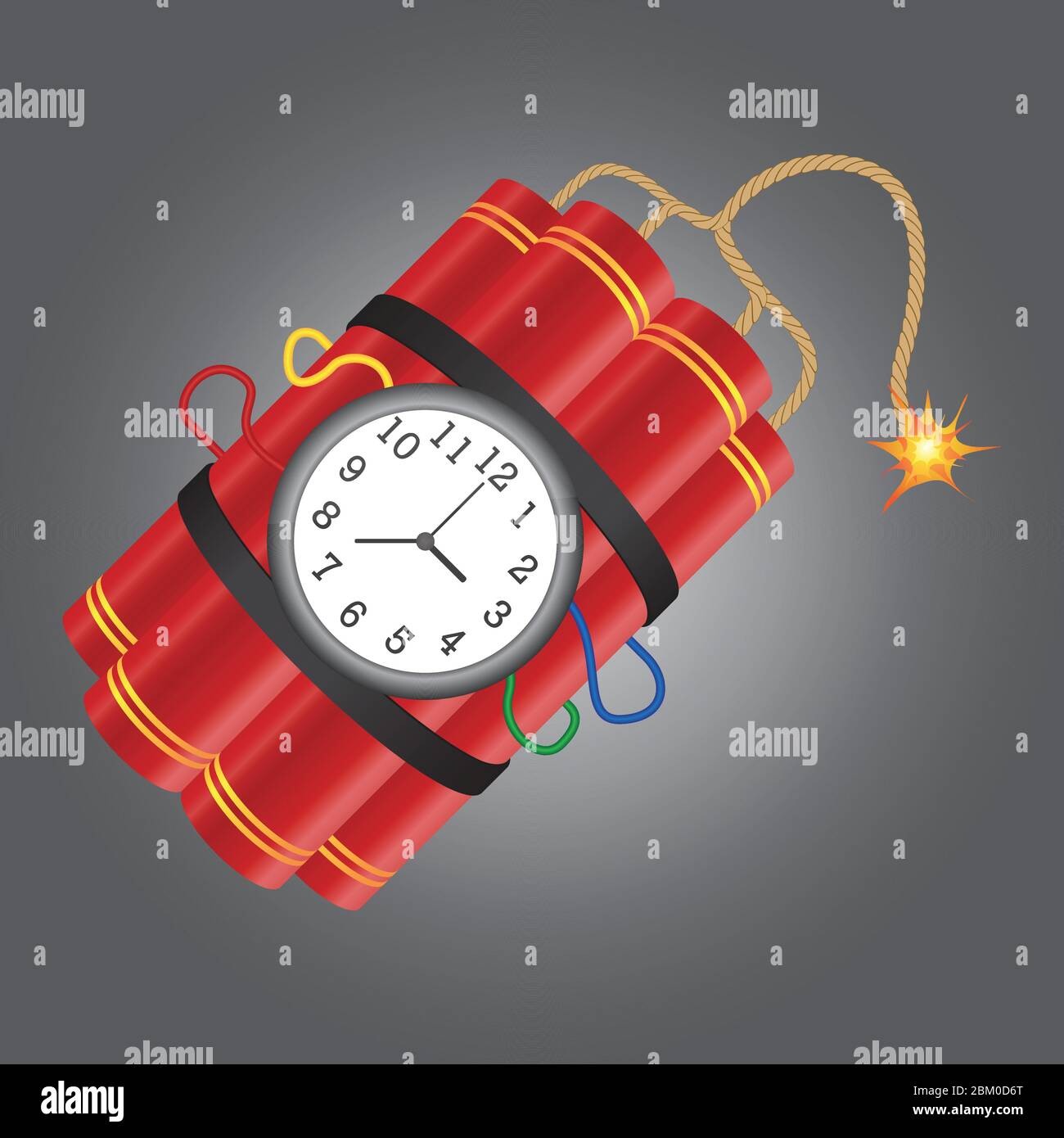 Dynamite with burning fuse vector illustration isolated on white ...