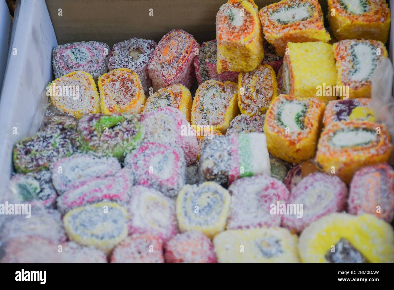 Turkish delight rahat lokum on sale in the grand bazaar hi-res stock ...