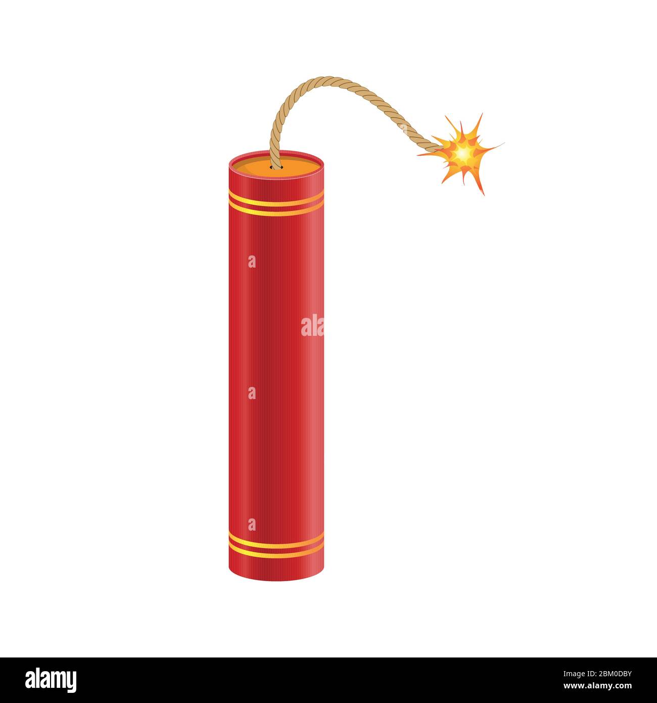Dynamite with burning fuse vector illustration isolated on white ...