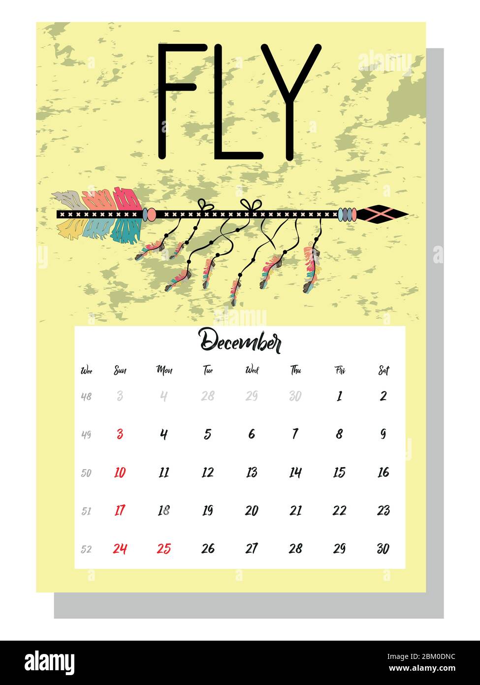 Colorful cute monthly boho calendar 2021 with dream catchers, boho owls ...
