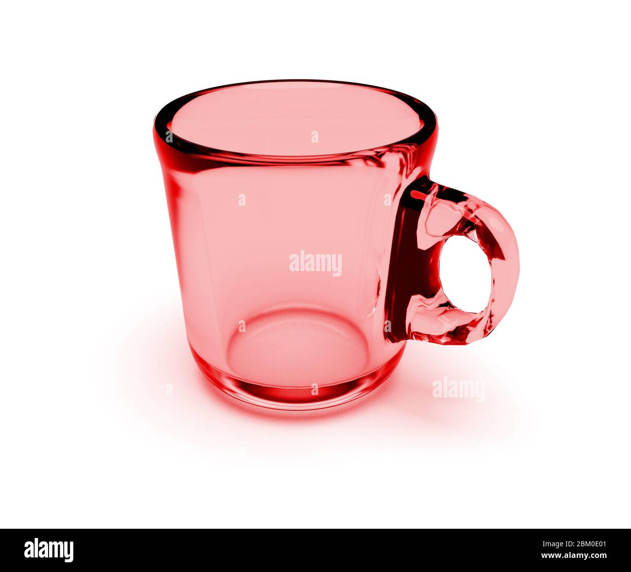 Transparent red cup isolated on a white background with shadow. 3d ...