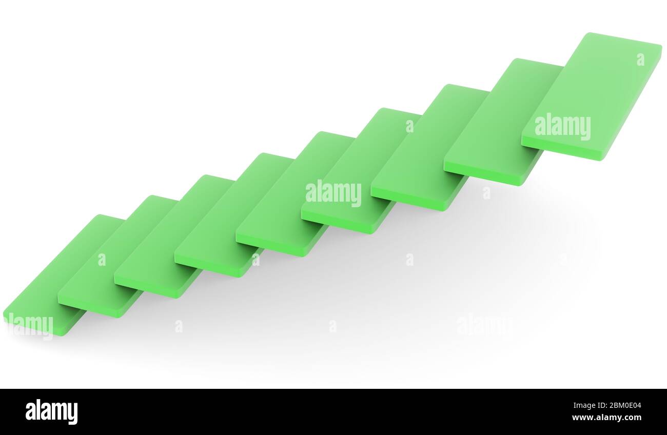 Green staircase with steps in the wall. Business concept. 3d render ...