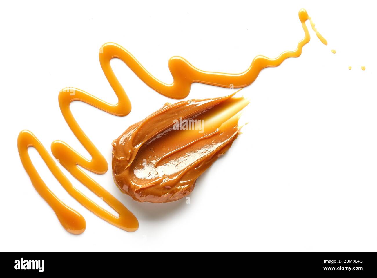 composition of caramel candies isolated on white background, top view ...