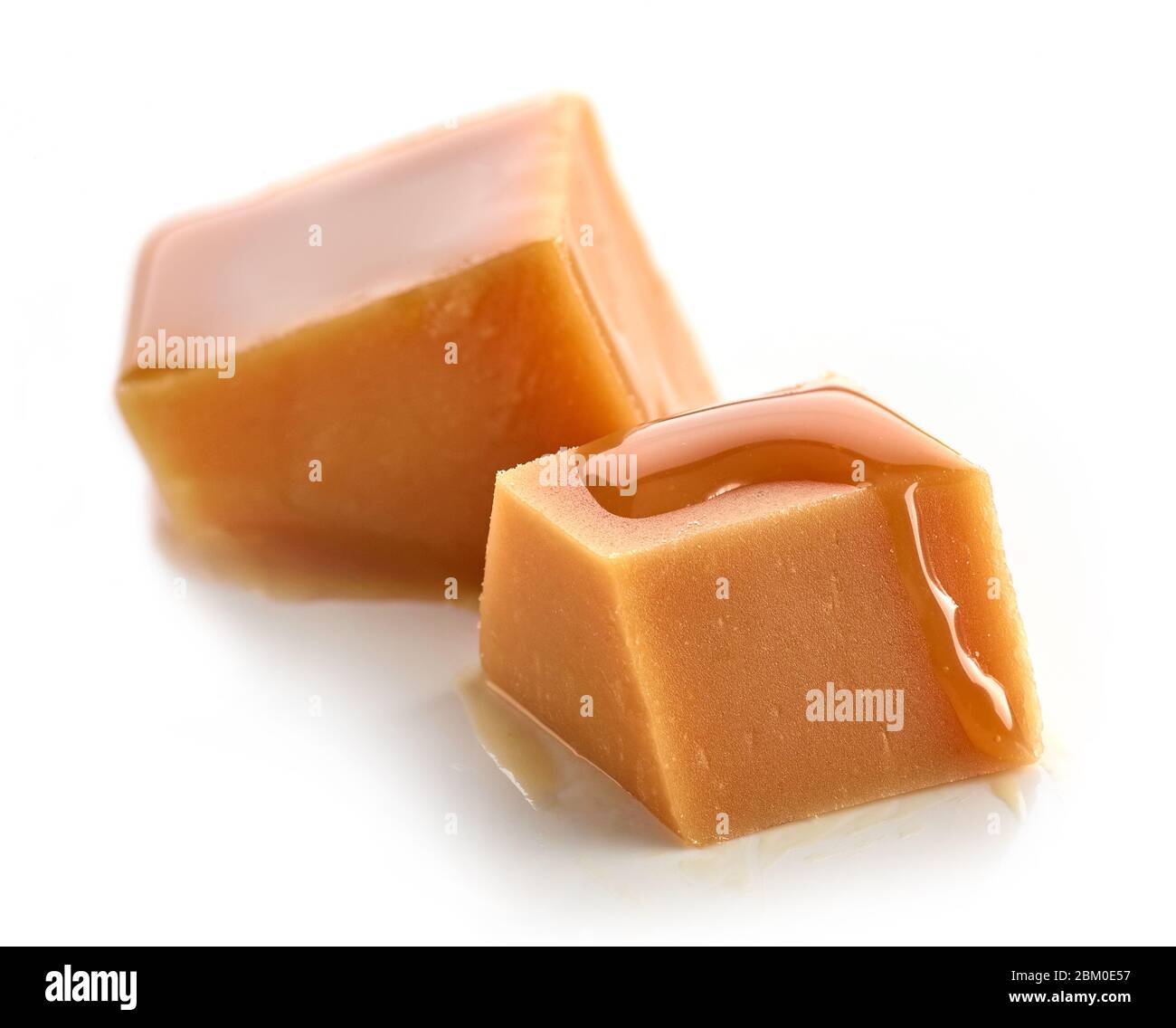 caramel pieces isolated on white background, selective focus Stock ...