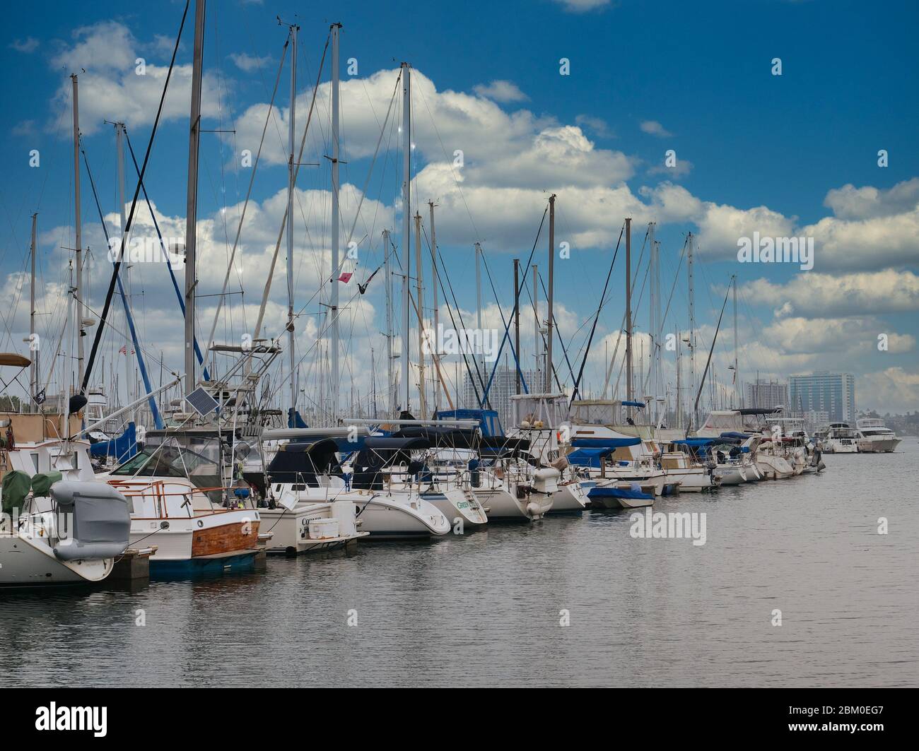 Sailboats Lines up at Marina Stock Photo - Alamy