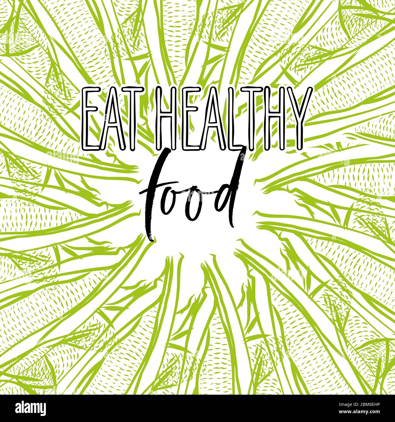 eat healthy food lettering on outlined Corncob banner template. Hand ...