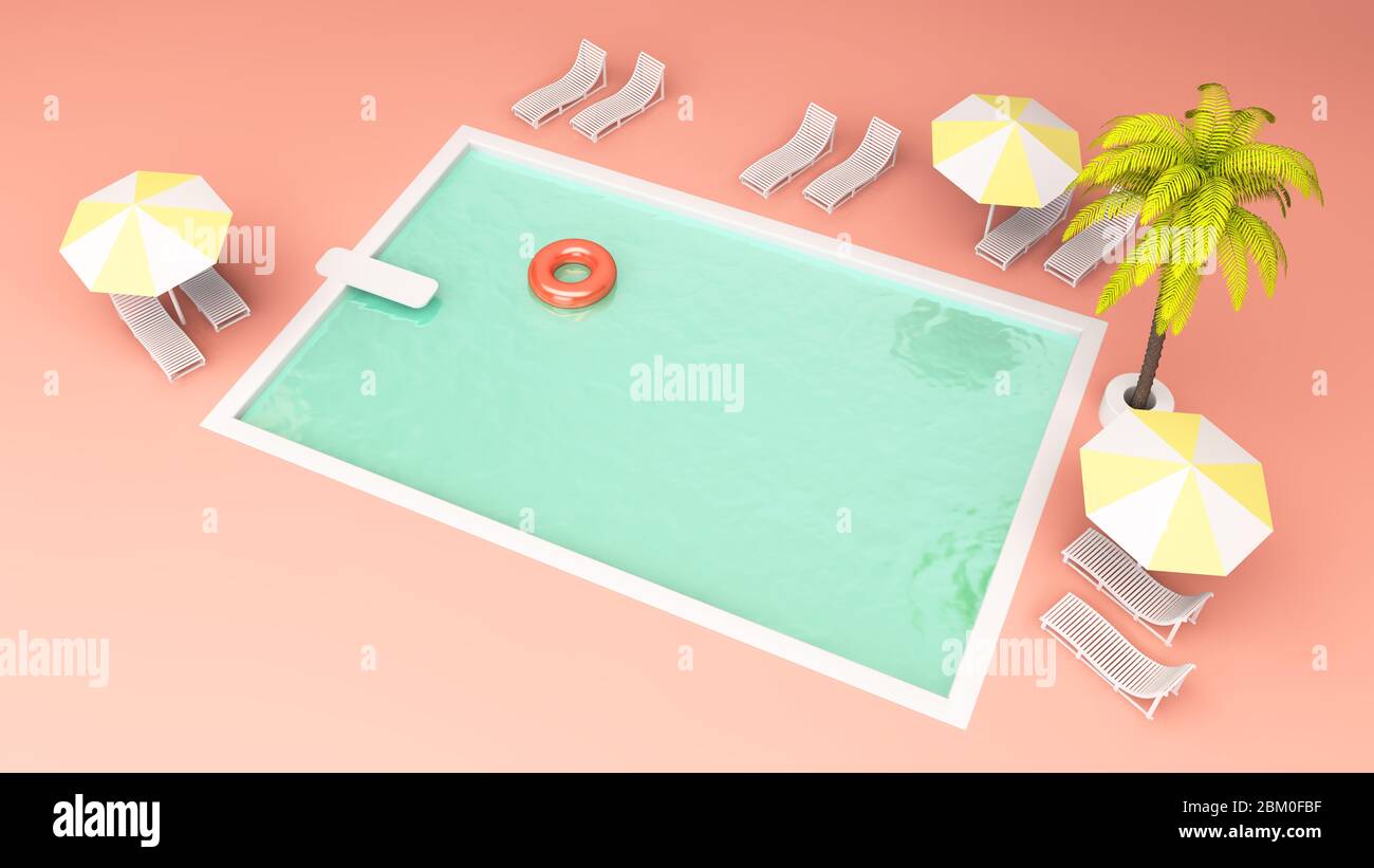 summer pool 3d rendering illustration Stock Photo - Alamy