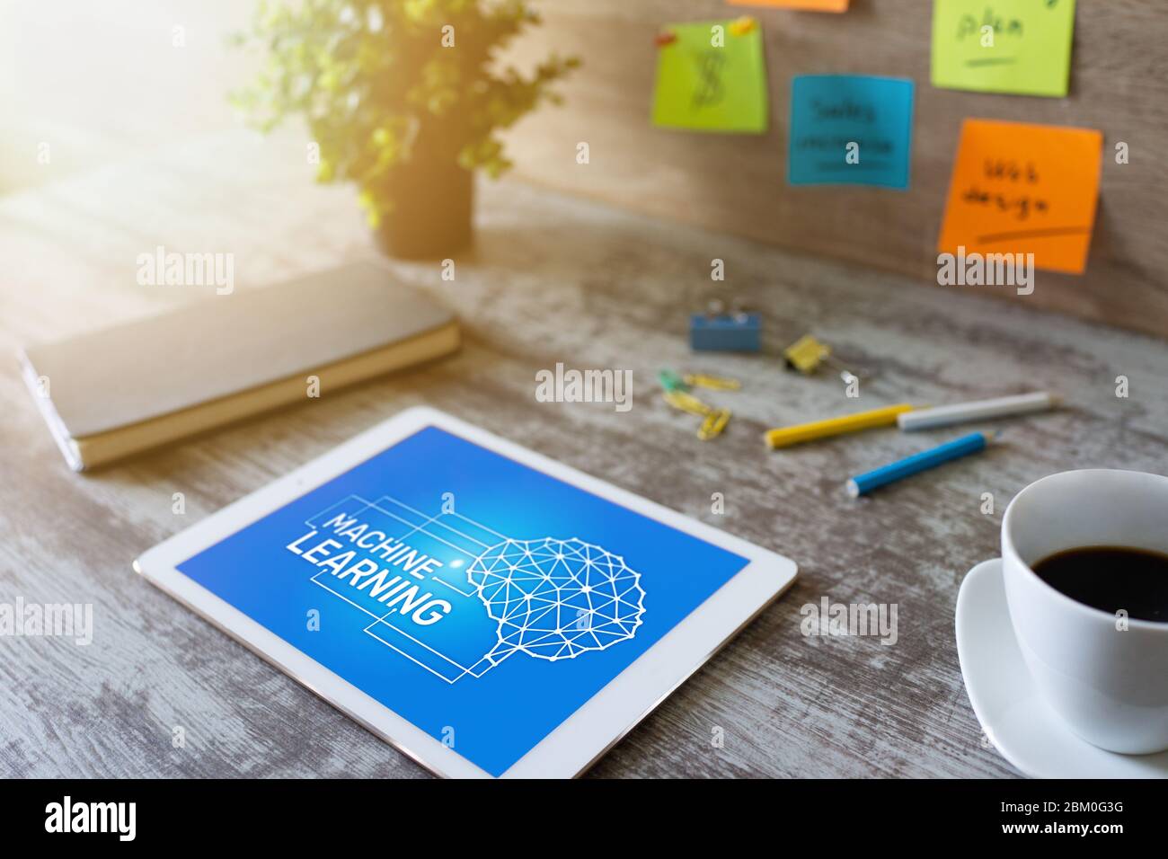 Machine learning, artificial intelligence and smart technology concept ...