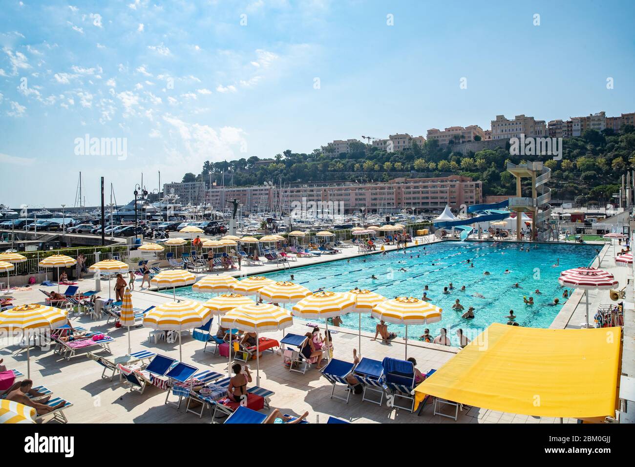 Monaco, Monte-Carlo, 06 August 2018: The famous pool in port Hercules ...