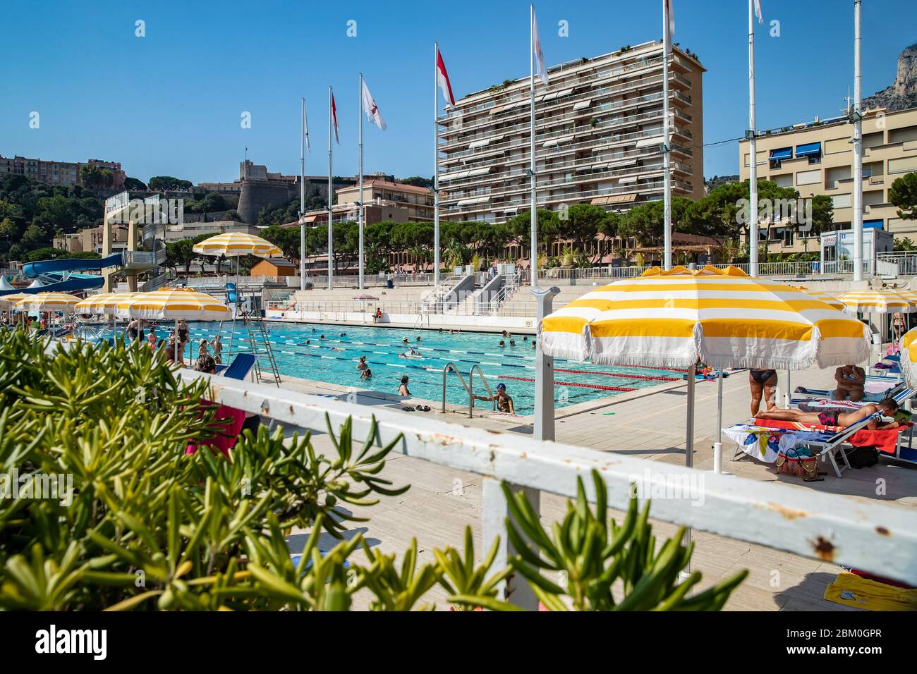 Monaco, Monte-Carlo, 06 August 2018: The famous pool in port Hercules ...
