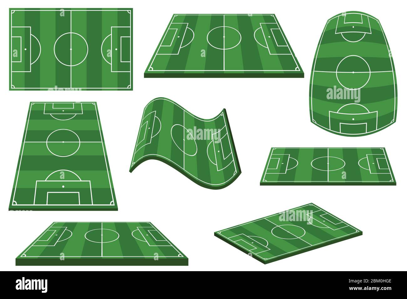 Top view of football field. Set of football field in different ...