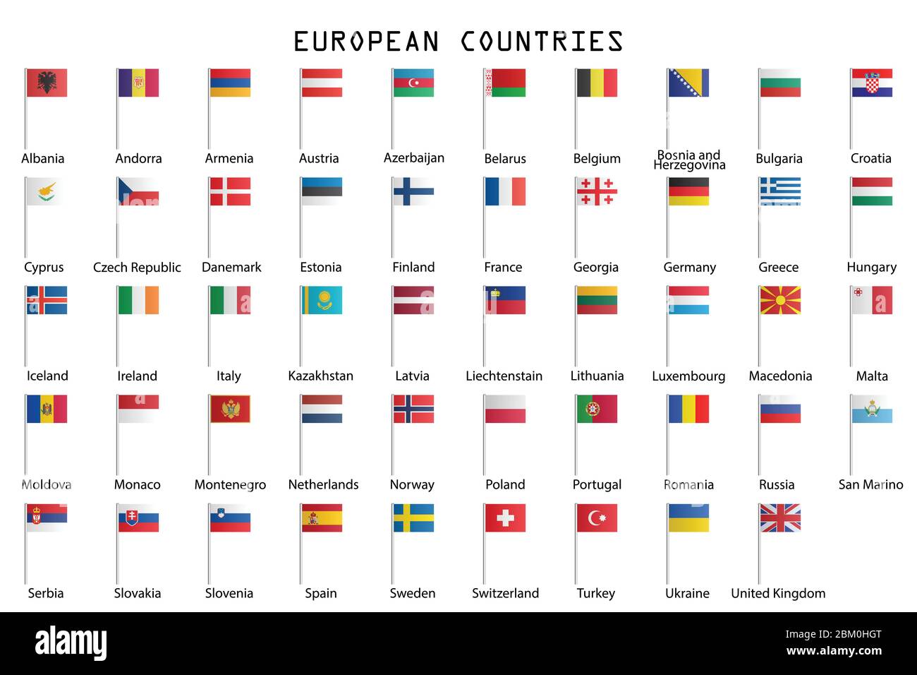 Europe flags vector illustration isolated on white background Stock ...