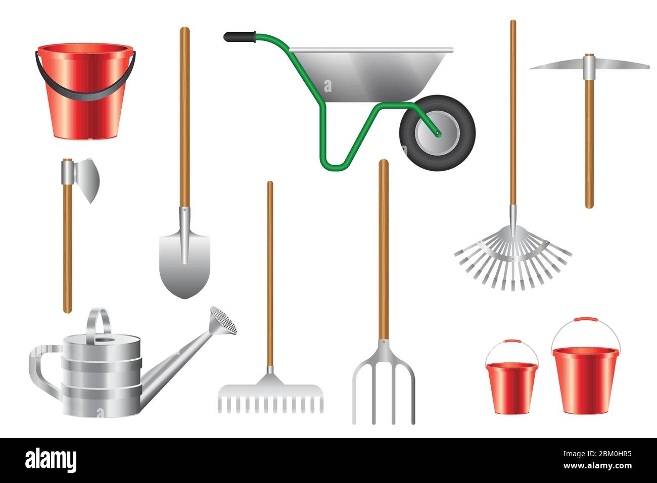 Gardening tools set vector illustration isolated on white background ...
