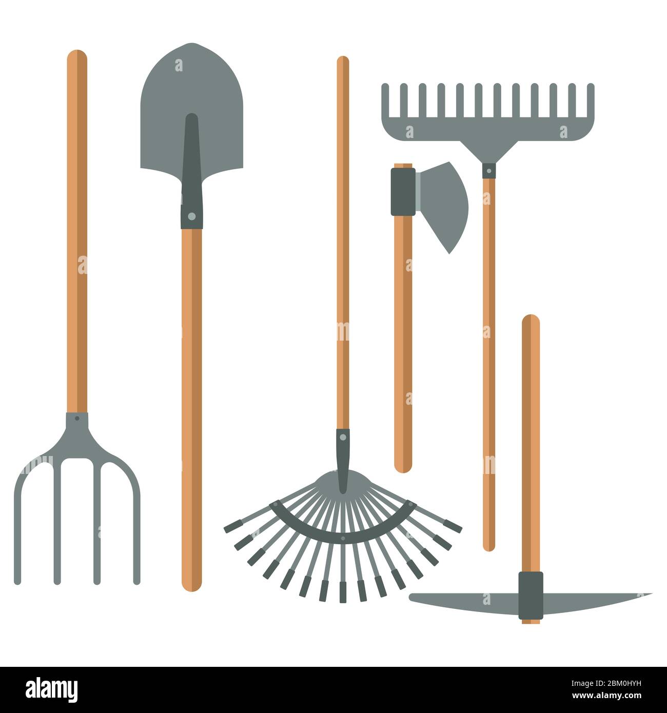 Gardening tools set in flat design vector illustration isolated on ...