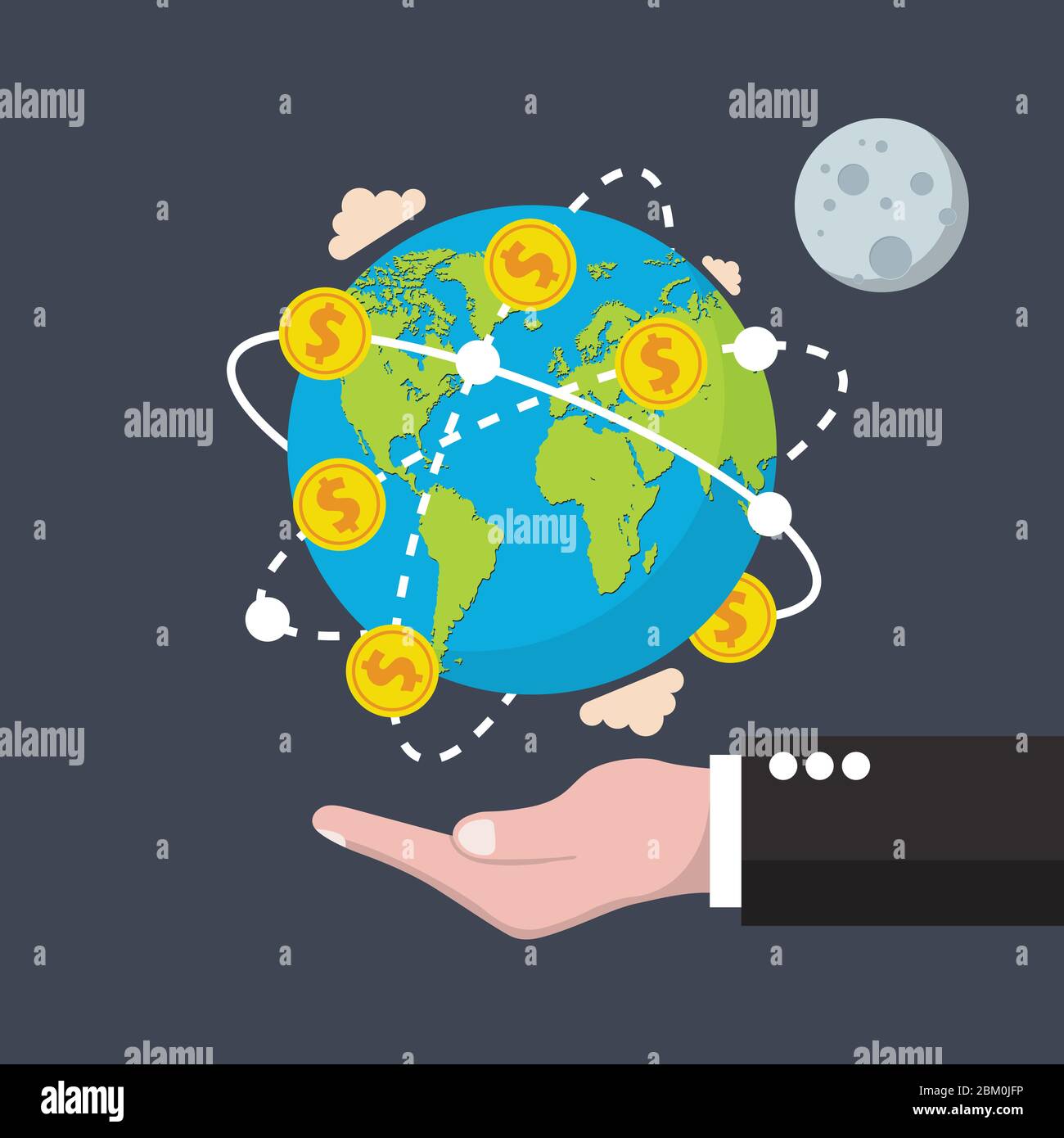 Global economy concept. Vector illustration in flat design Stock Vector Image & Art - Alamy