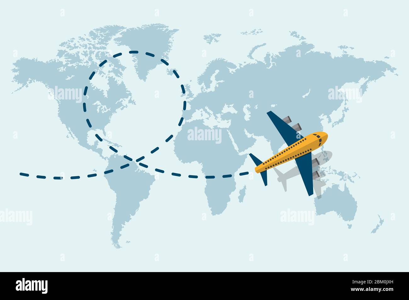 Flying airplane with dash path line. Travel Concept. Vector ...