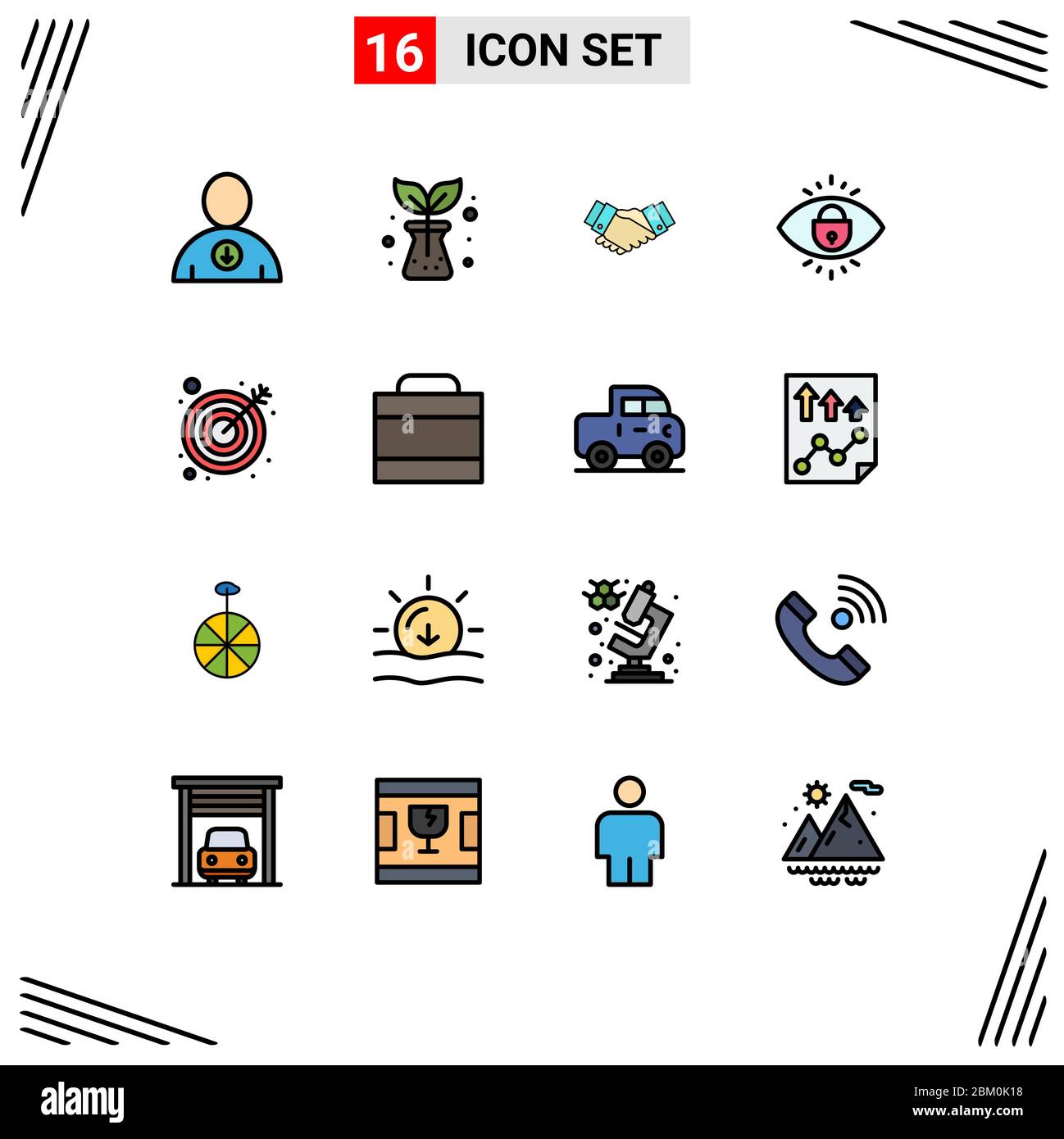 Stock Vector Icon Pack of 16 Line Signs and Symbols for target, arrow ...