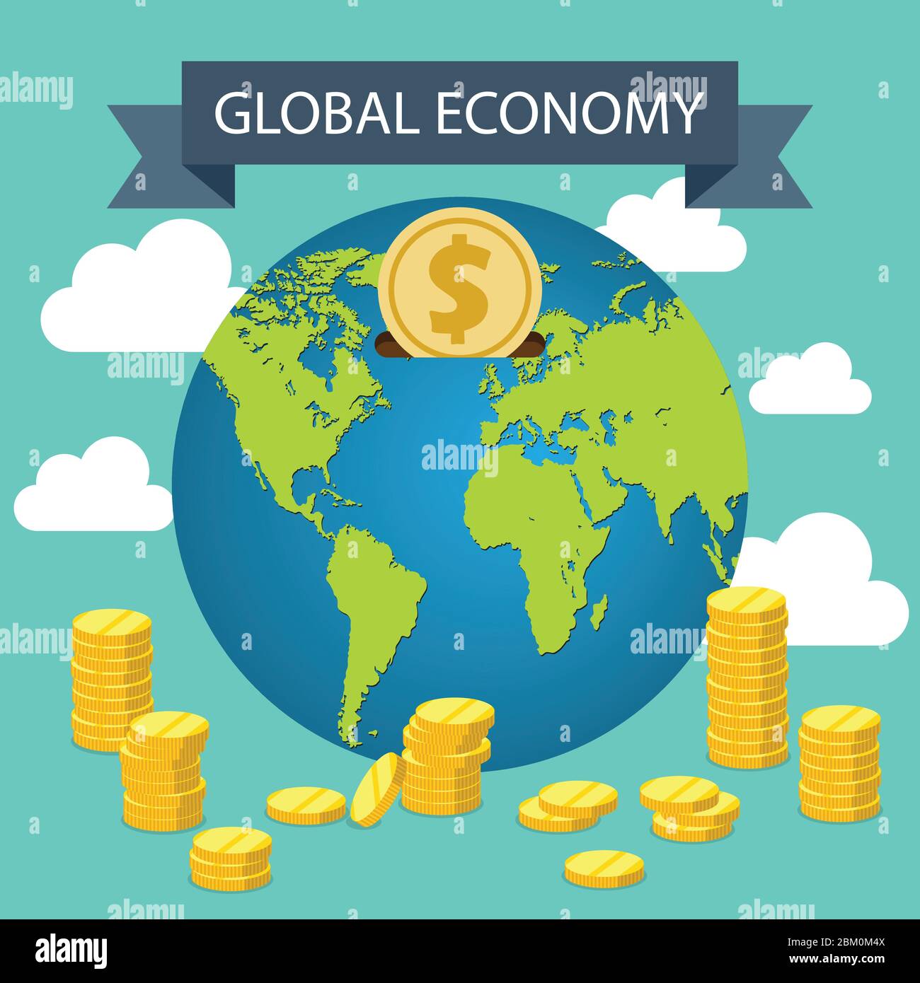 Global economy concept. Vector illustration in flat design Stock Vector ...