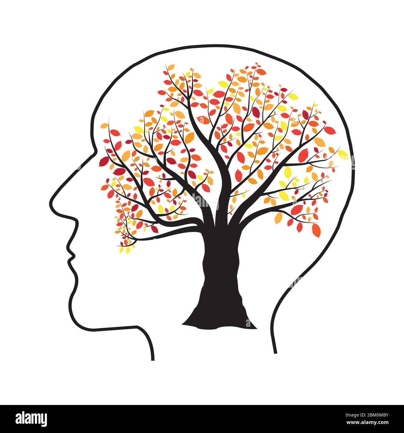 Human head tree vector illustration isolated on white background Stock ...
