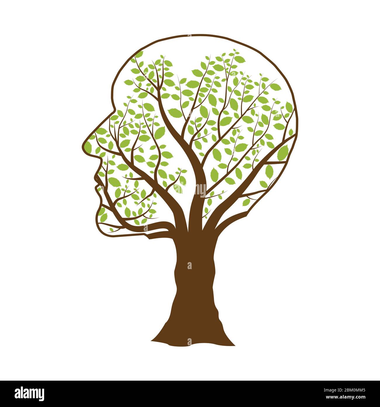 Human head tree vector illustration isolated on white background Stock ...