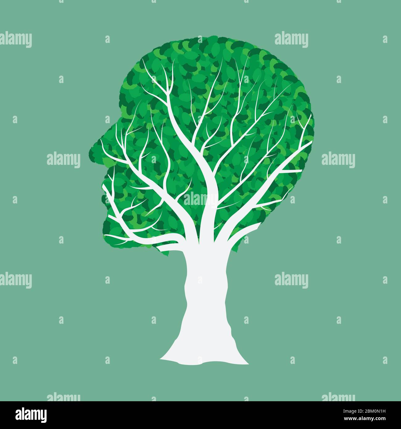Human head tree vector illustration isolated on white background Stock ...