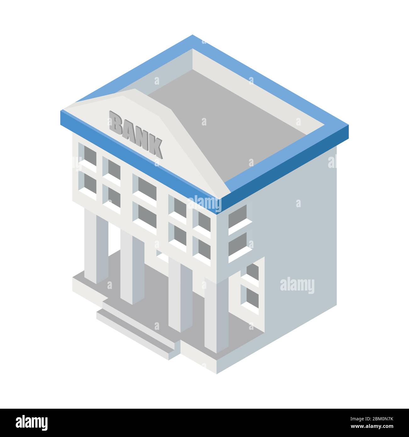 Isometric bank building vector illustration isolated on white ...