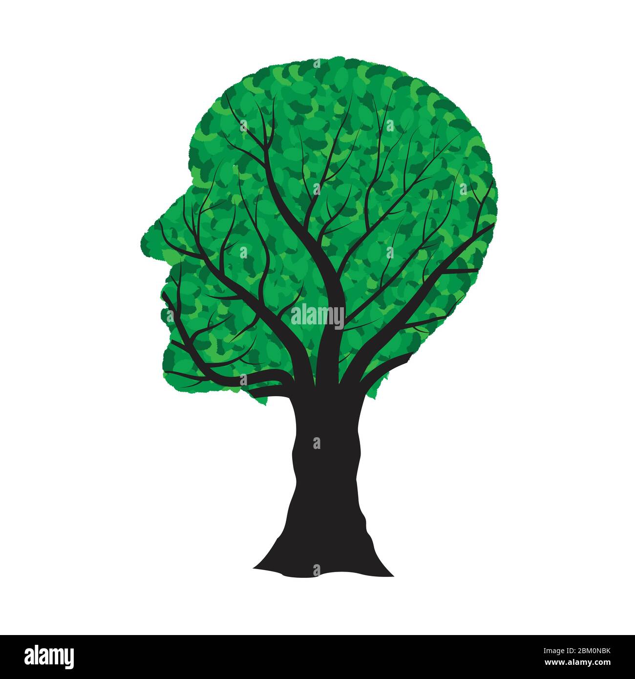 Human head tree vector illustration isolated on white background Stock ...