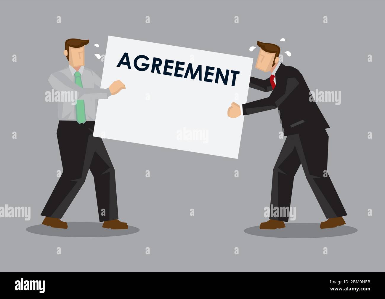 Business professionals having dispute over agreement contract. Cartoon ...