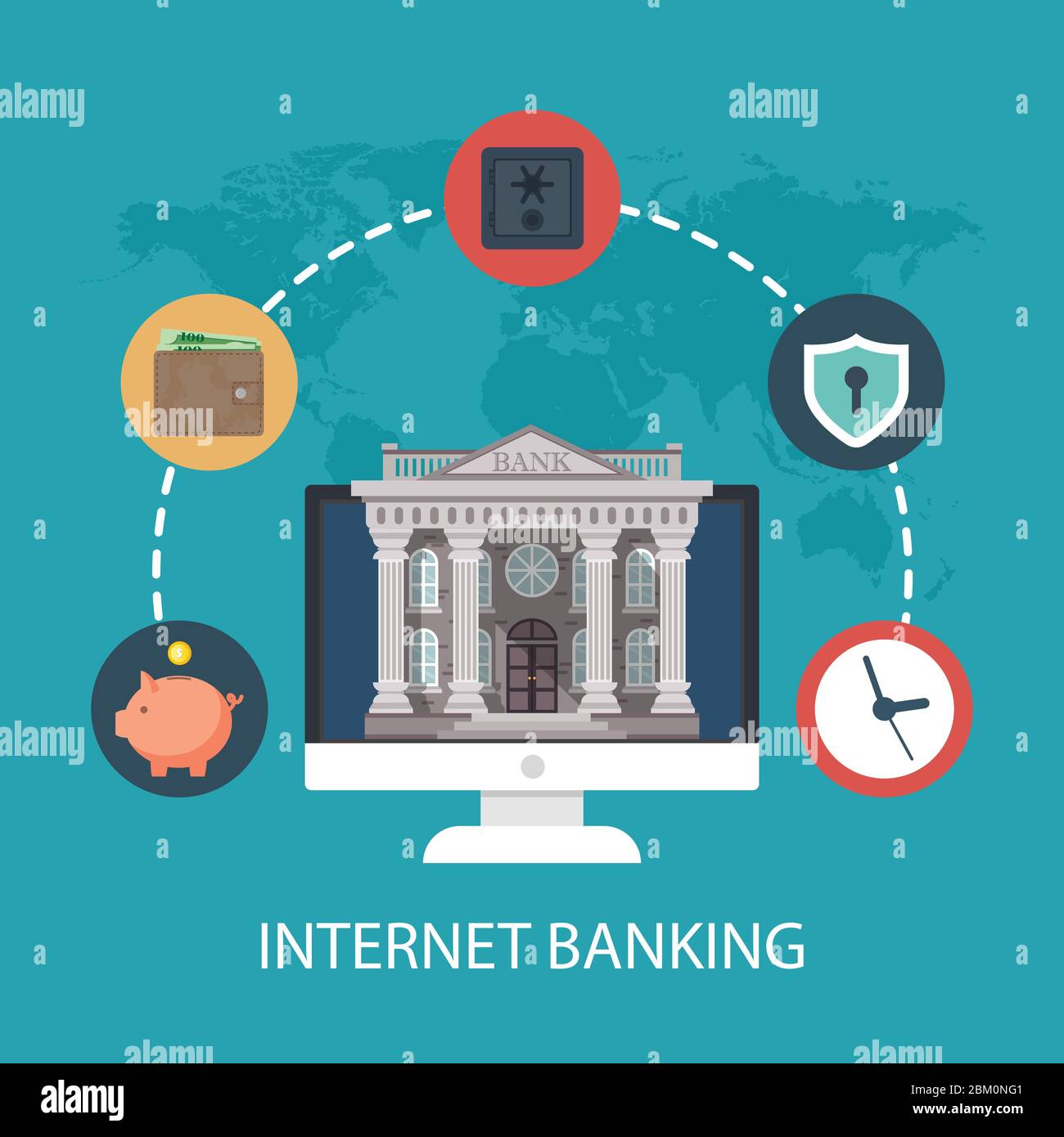 Internet banking concept. Vector illustration in flat design Stock ...