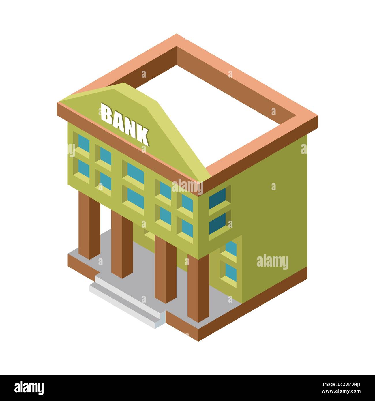 Isometric bank building vector illustration isolated on white ...
