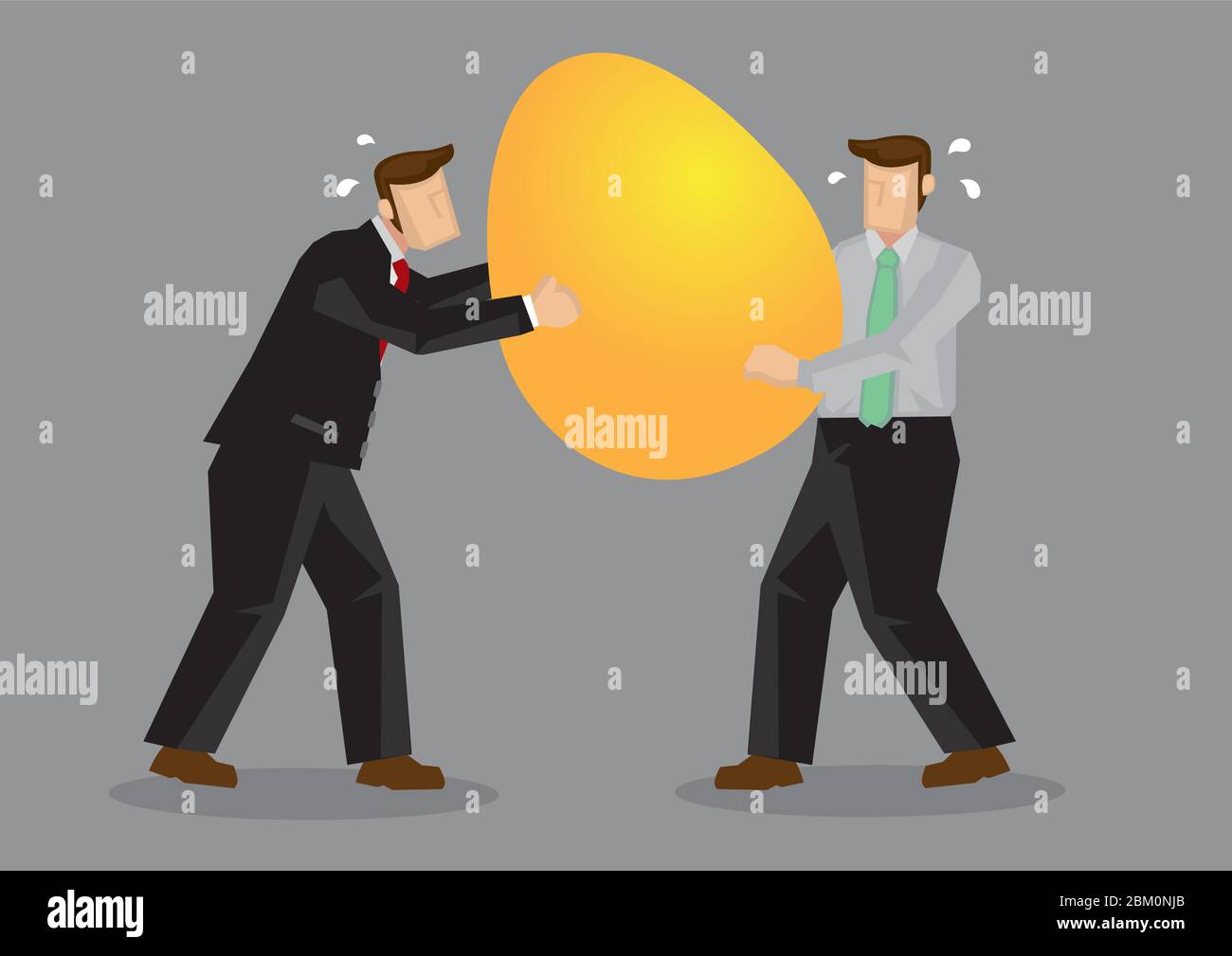 Business professionals fighting over a huge golden egg. Cartoon vector ...