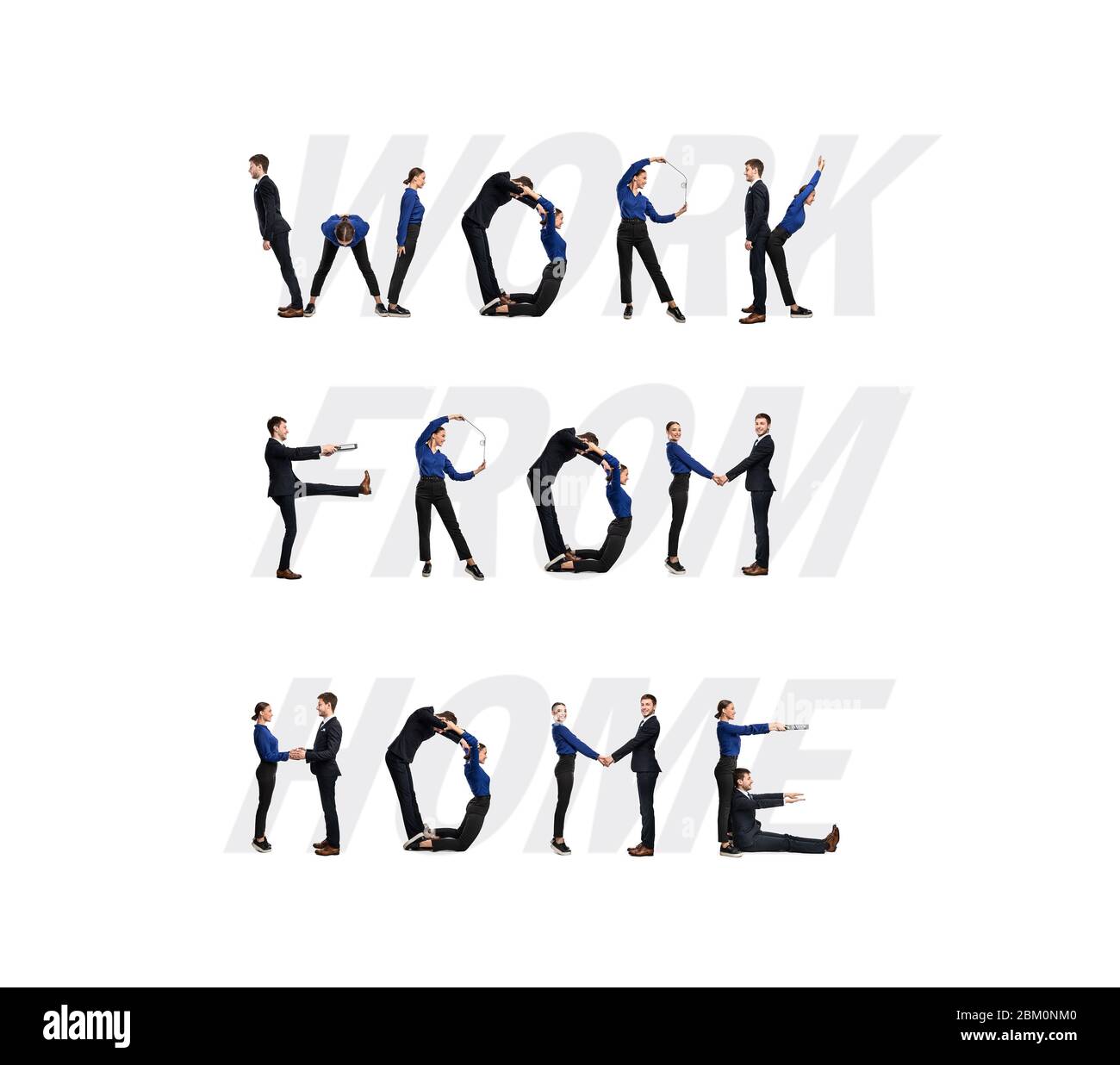 Group of people forming Work From Home phrase at studio Stock Photo - Alamy