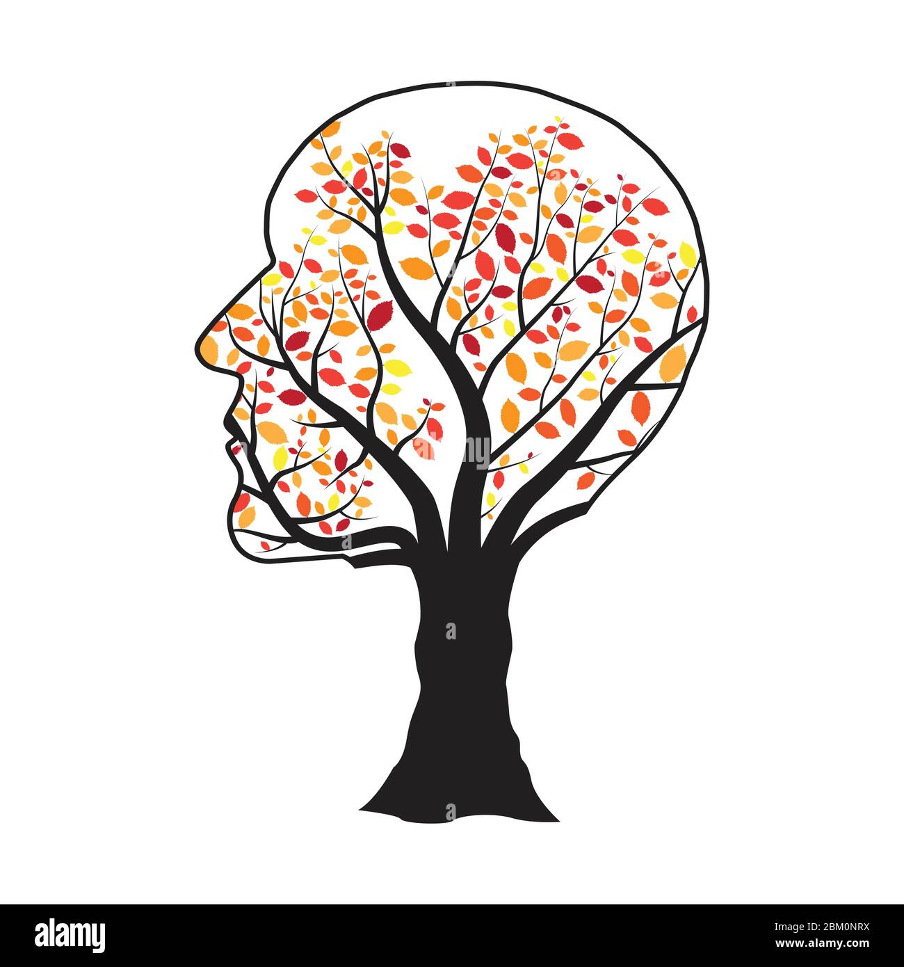Human head tree vector illustration isolated on white background Stock ...