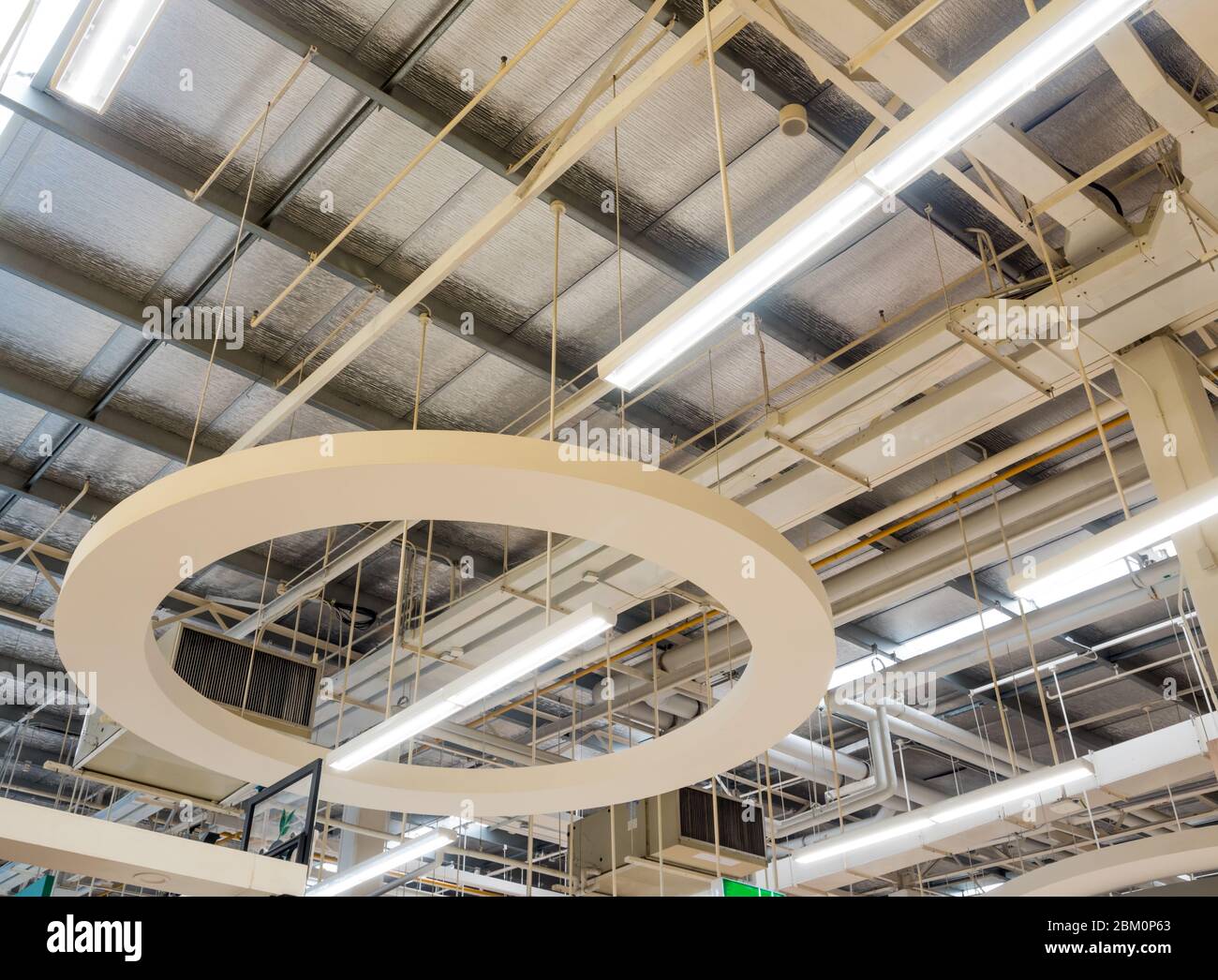 Ceiling mounted Lamp pipes and air ducts and communication system in ...