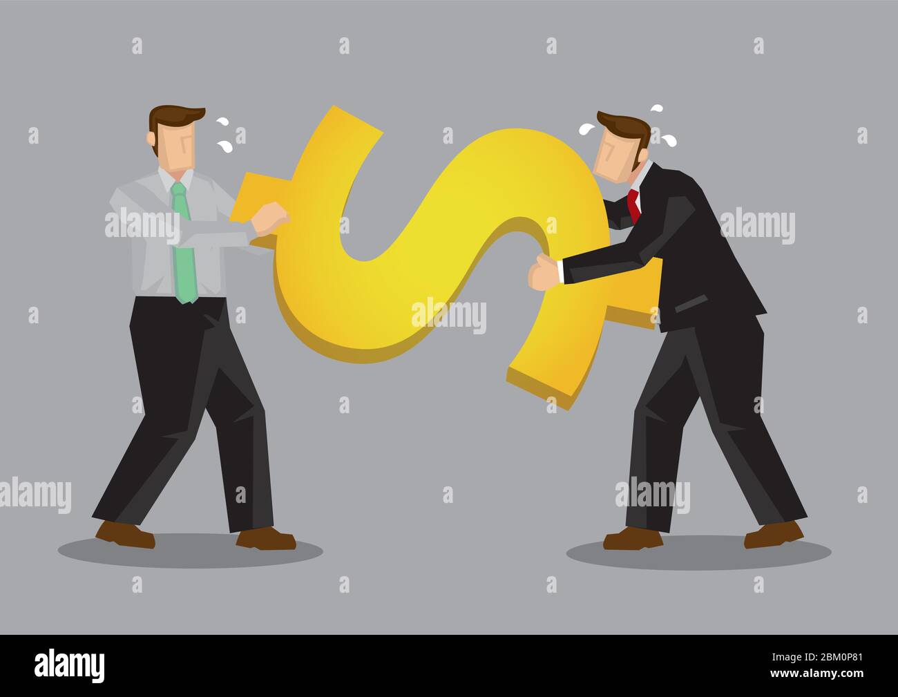 Business professionals fighting a huge golden dollar symbol. Creative ...