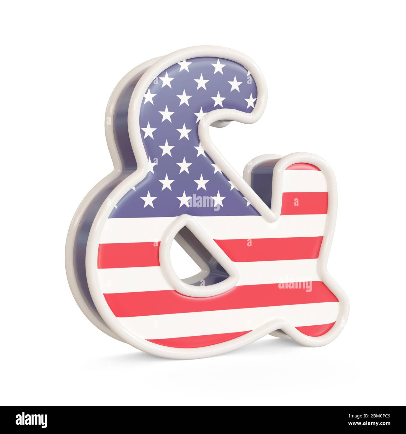 Ampersand symbol with USA flag colors isolated on a white background ...