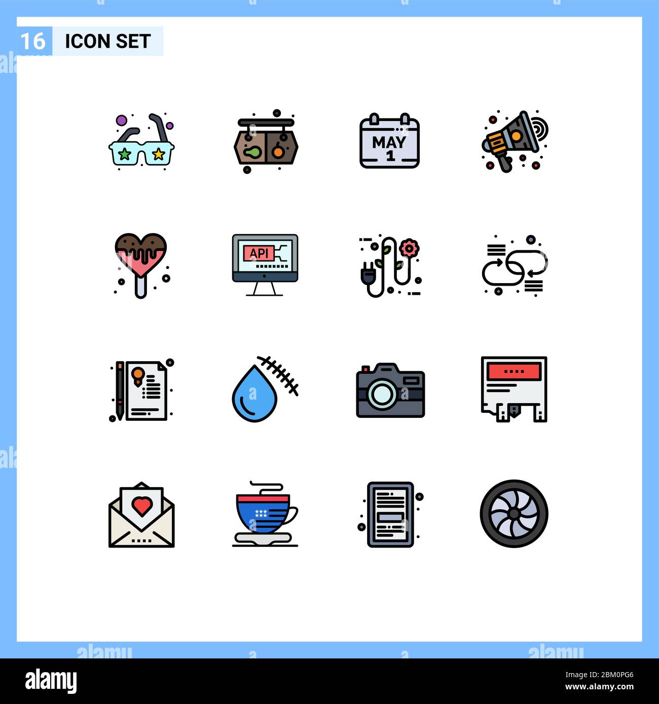 Stock Vector Icon Pack of 16 Line Signs and Symbols for sweets, ice ...