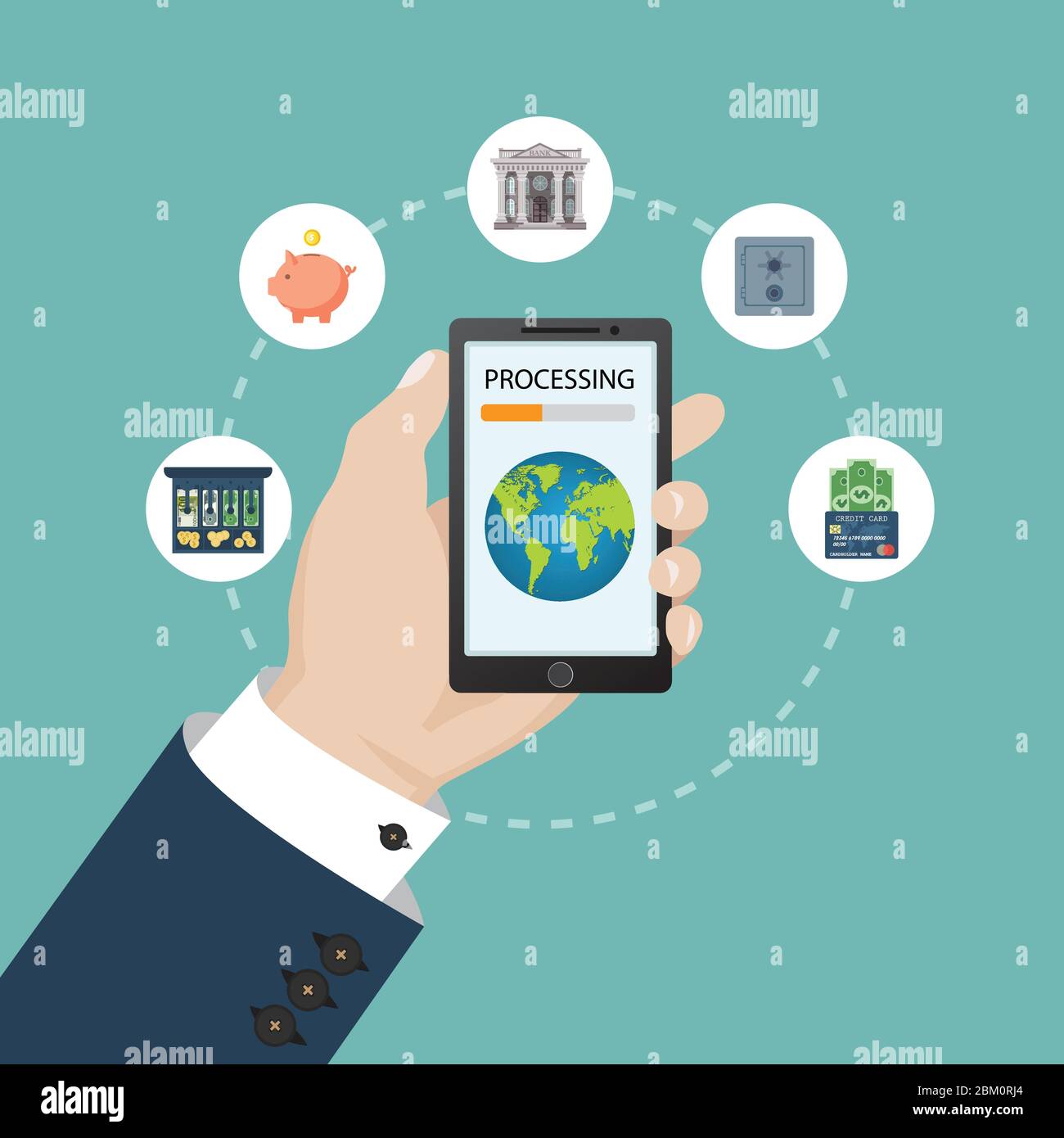 Mobile banking concept. Vector illustration in flat design Stock Vector ...