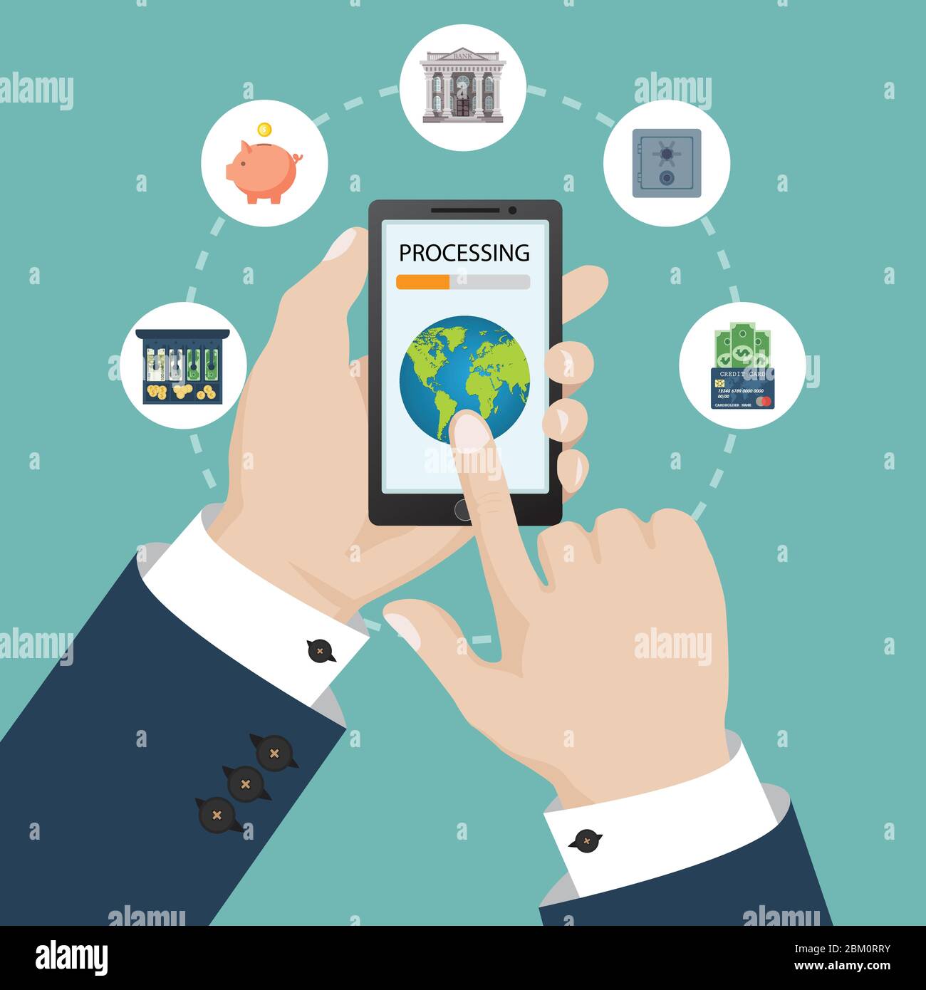 Mobile banking concept. Vector illustration in flat design Stock Vector ...