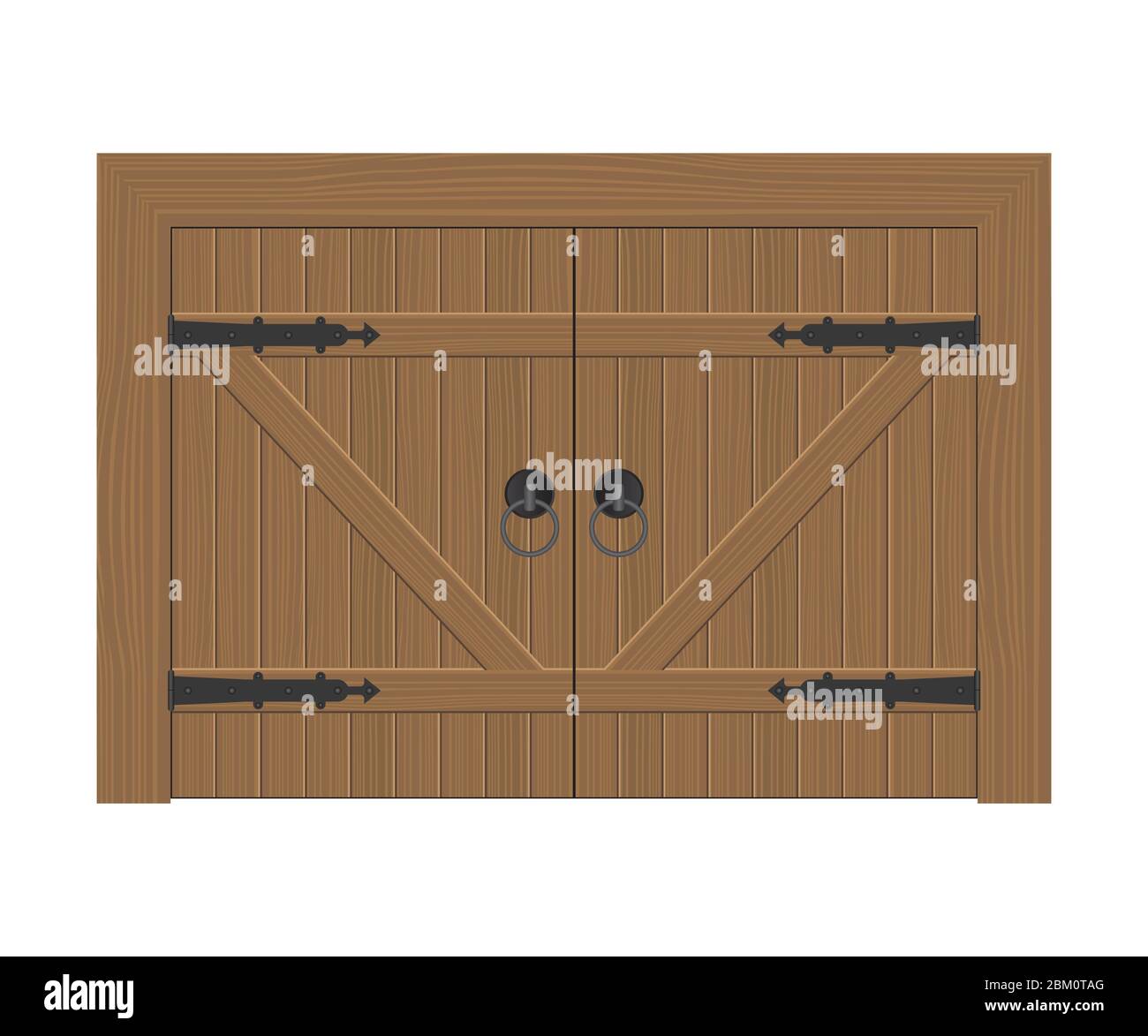 Old wooden door vector illustration isolated on white background Stock ...