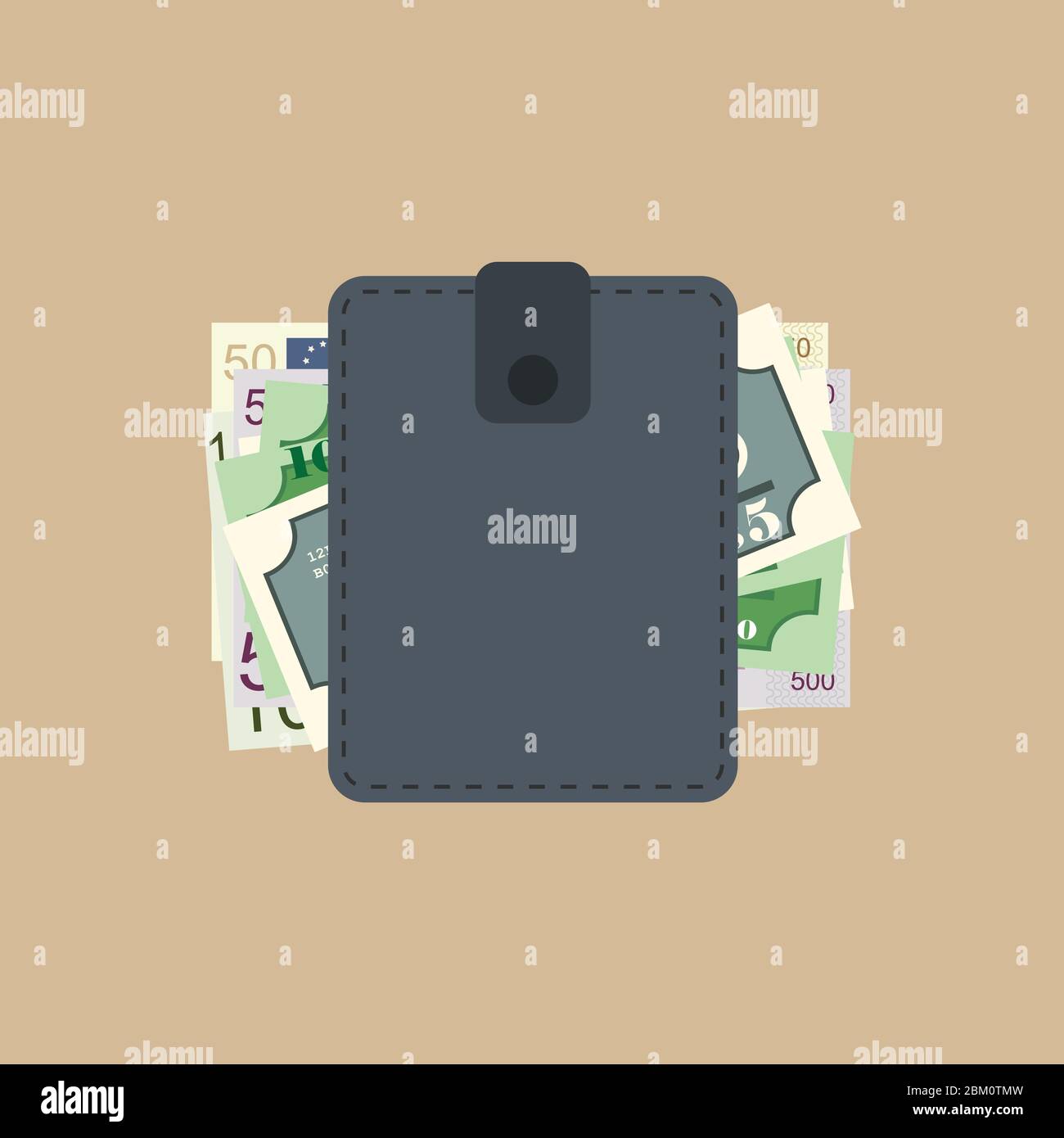 Wallet full of money. Flat design Stock Vector Image & Art - Alamy