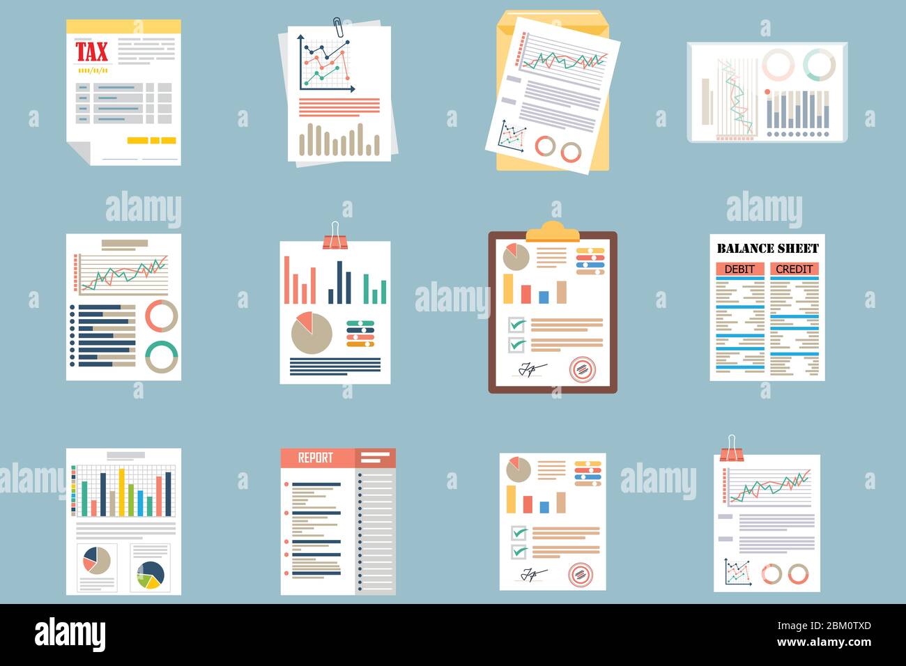 Office documents vector illustration. Flat design Stock Vector Image ...