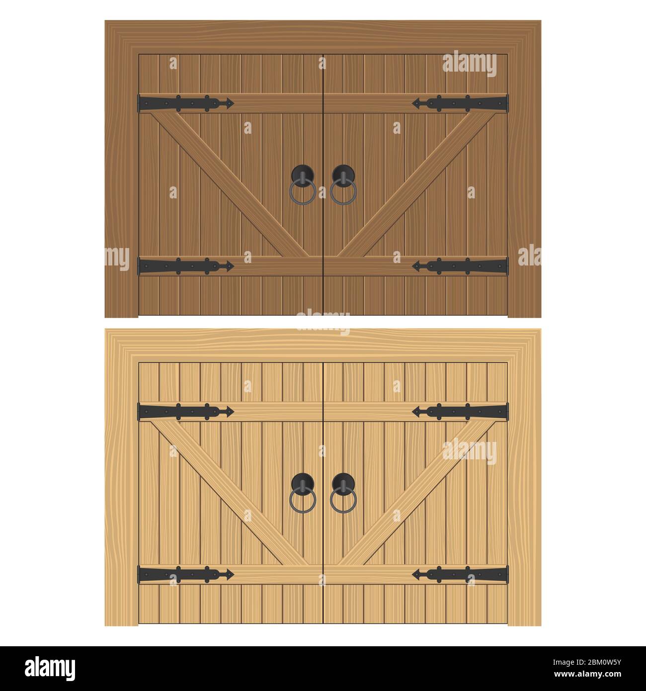 Old wooden door vector illustration isolated on white background Stock ...