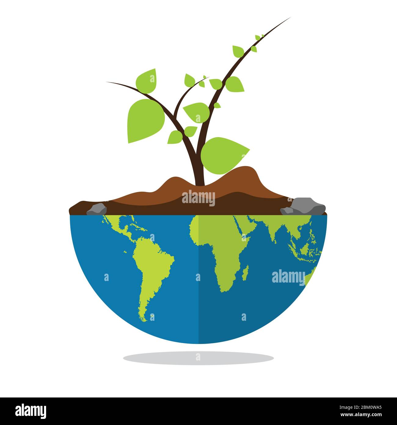 Plant grow up from planet . Concept of eco planet. Earth day Stock ...